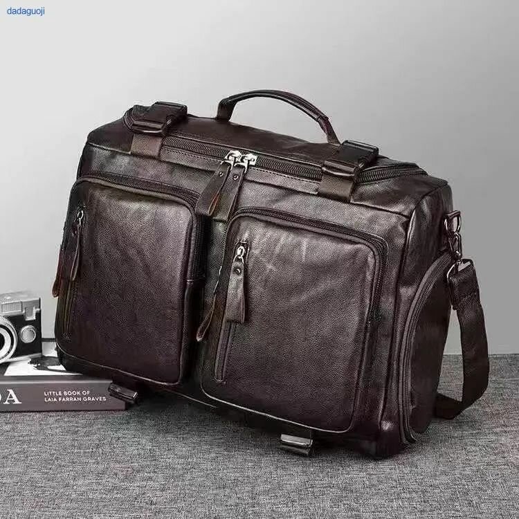 Сумка-рюкзак MUNUKI M036 из качественной натуральной коровьей кожи для ноутбука 16 дюймов вместительная очень большой емкости M036