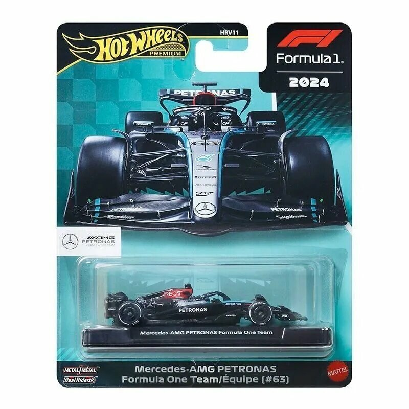 Hot Wheels Premium 1/64 машинка формула 1 Mercedes-AMG PETRONAS Formula One Team W15 Car #63 George Russell, моделей автомобилей из литых под давлением сплавов