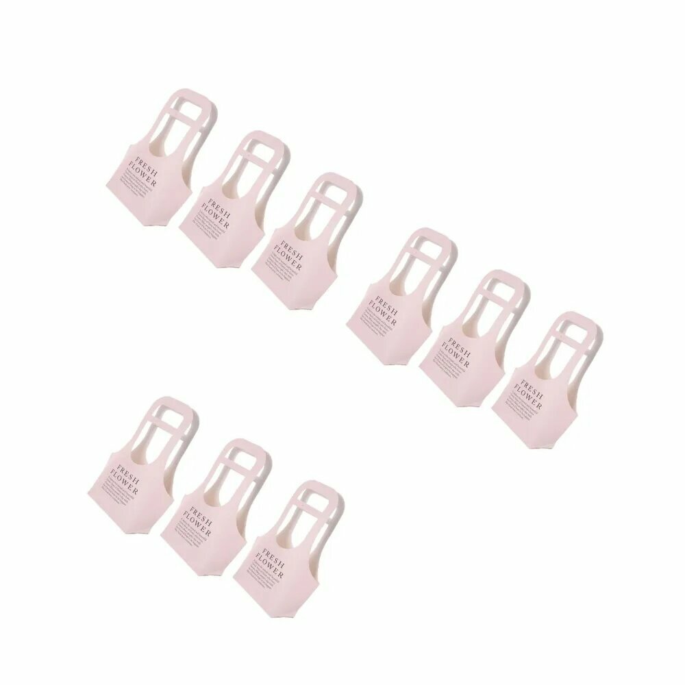 Бумажные сумки для упаковки букетов розовые, с ручками, набор из 9 штук для хранения цветов