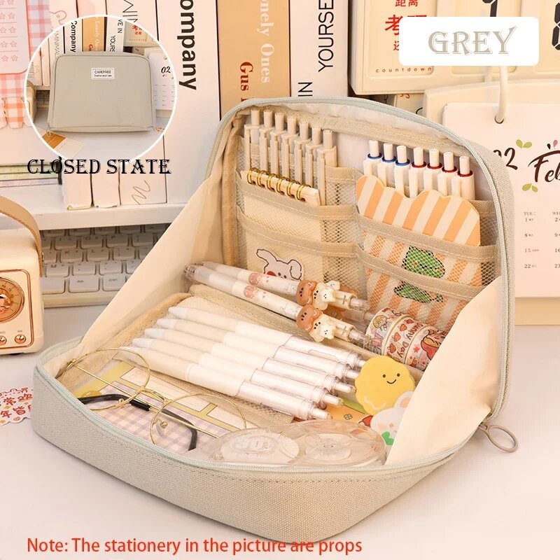 Бежевый пенал-органайзер для канцелярии Grey 1pc