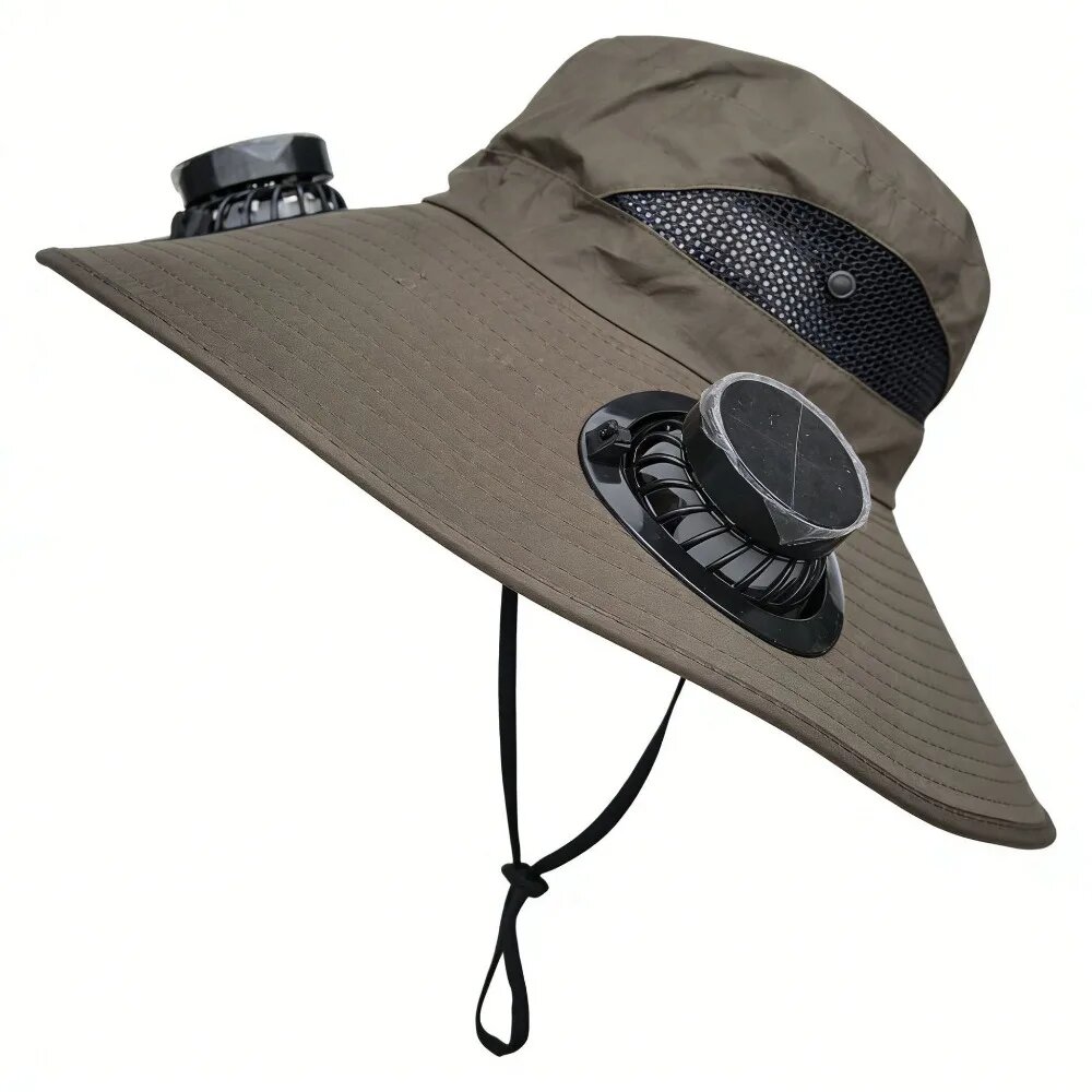 Солнечная кепка-вентилятор Grey/Black/Beige/Dark Green Коричневый, Dark Green Round