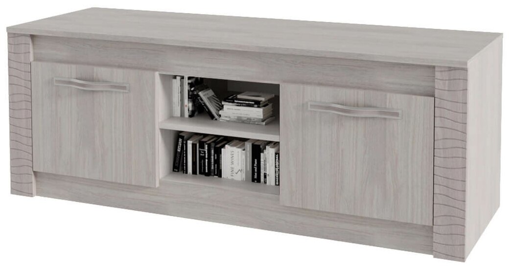 Тумба под телевизор Монако в гостиную 136,0х50,2х46,0 см, ясень белый