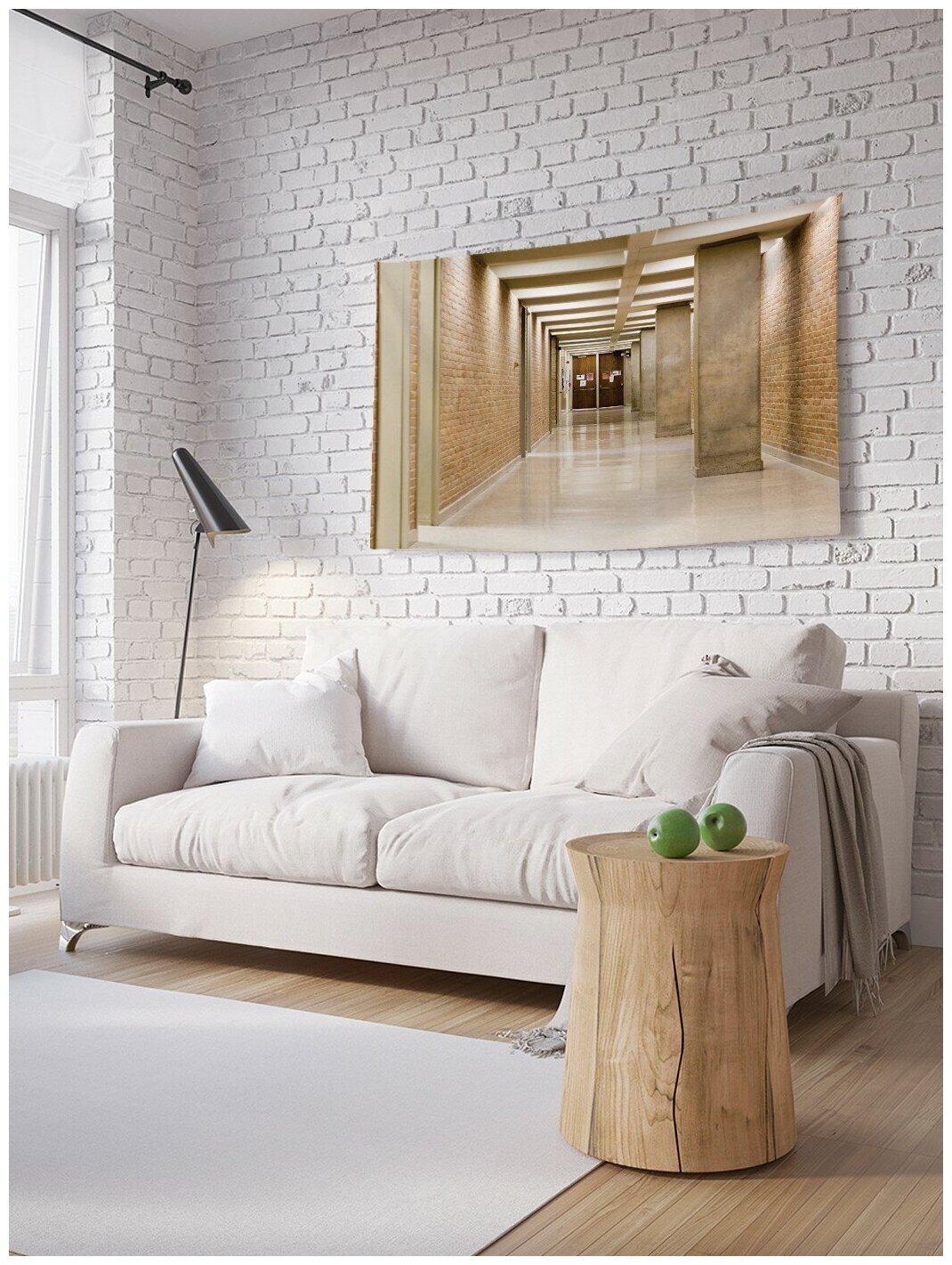 Горизонтальное фотопанно на стену JoyArty "Кирпичные стены в коридоре", 100x150 см