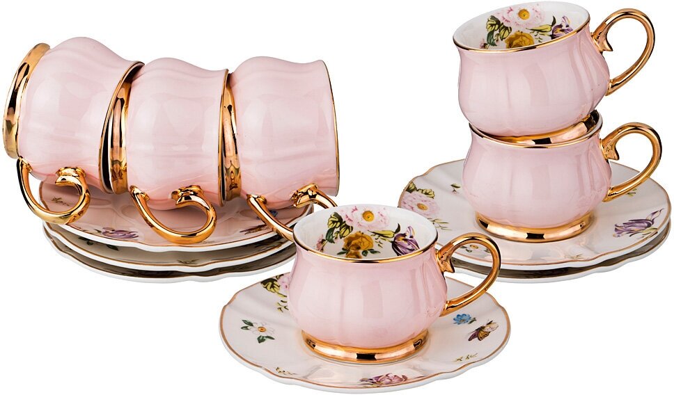 Кофейный набор 275-1077 lefard пинк на 6 персон, 12 предметов 100 мл