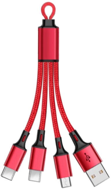 Кабель-брелок USB для зарядки 3-в-1 type-C microUSB, 2.4А