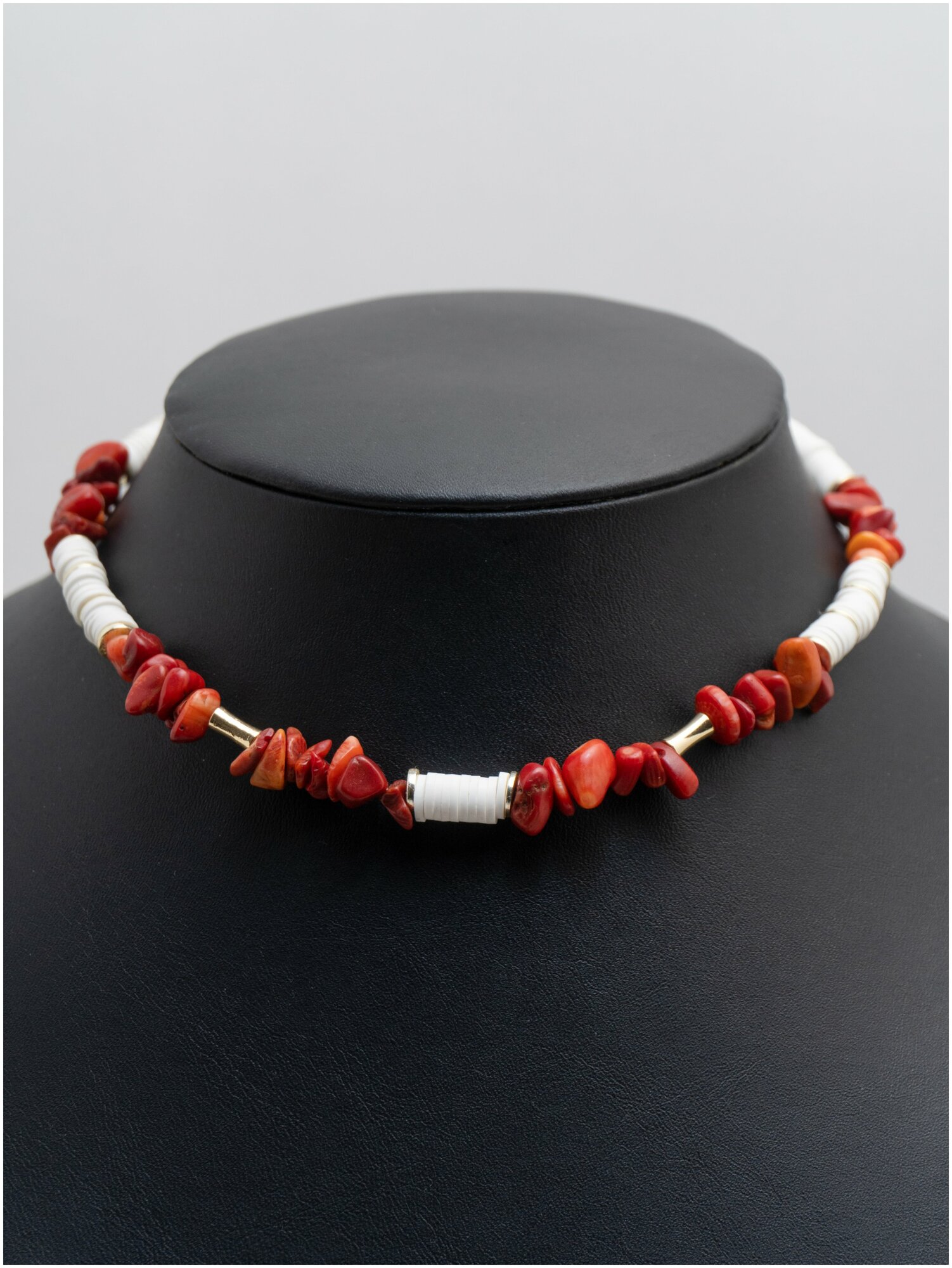 Колье, коралл, гематит