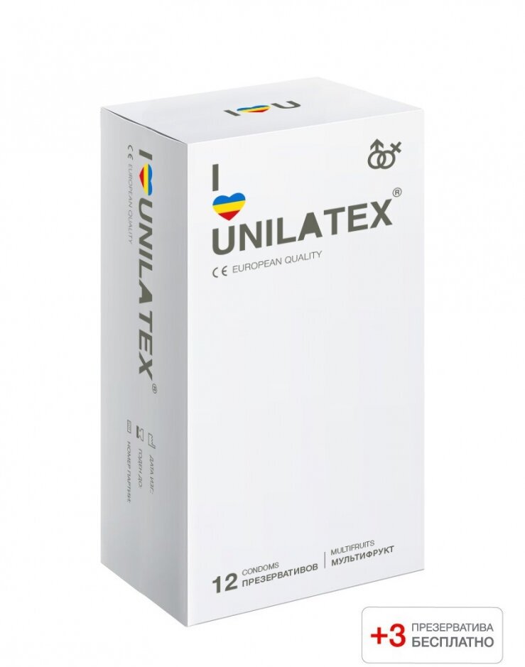 Презервативы UNILATEX MULTIFRUITS 12 ШТ+3ШТ В подарок