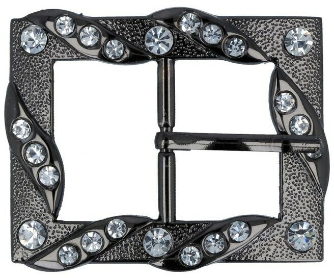 GB 1500-KJ31 Micron пряжка со стразами 49 x 37 мм №06 черный никель прозрачный для одежды