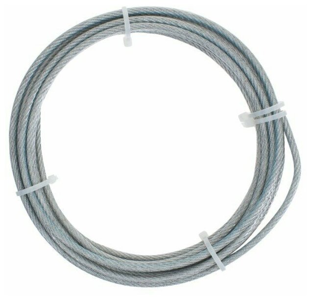 Универсальный стальной трос PVC 3/4 мм, 5 м. Широко применяется в монтажных и такелажных работах, в строительстве, промышленности и ремонте.