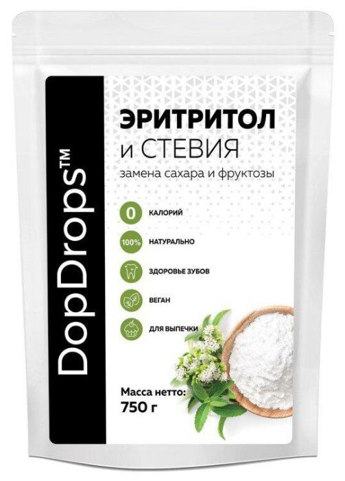 DopDrops натуральный сахарозаменитель Эритритол (Эритрит) со стевией ...