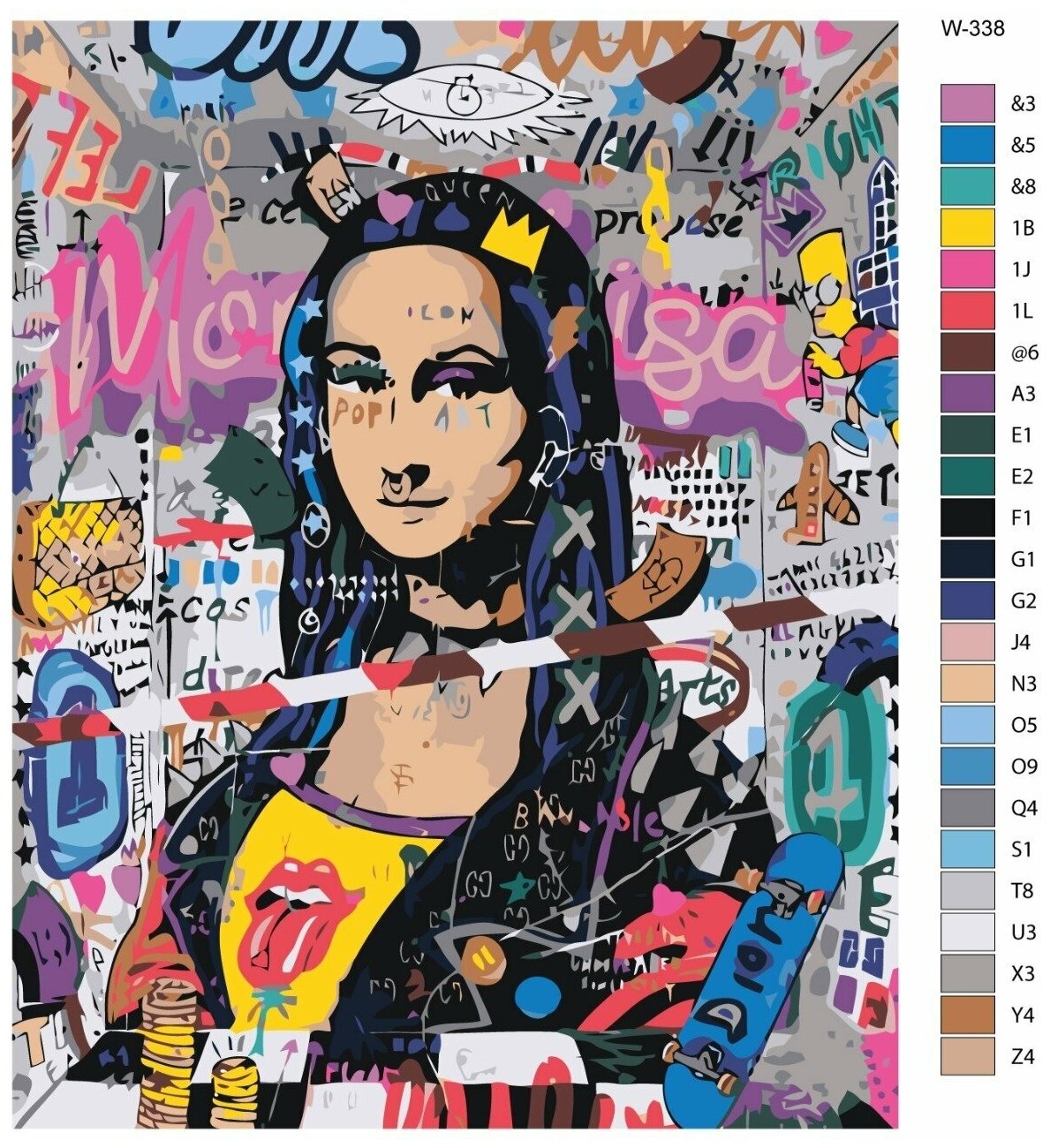 Картина по номерам W-338 "Стрит арт. Мона Лиза" 40Х50