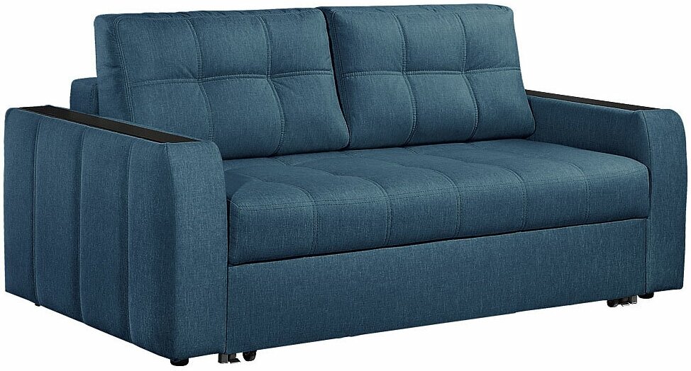 Прямой диван Элефант Синий Рогожка, выкатной, 186х106х100 см, на металлическом каркасе