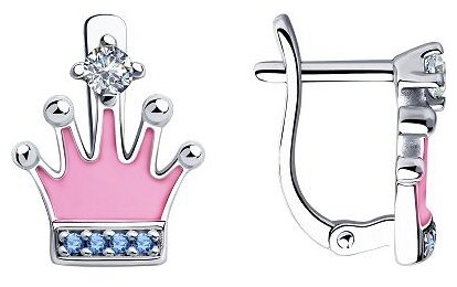 Серьги, серебро, 925 проба, родирование, эмаль