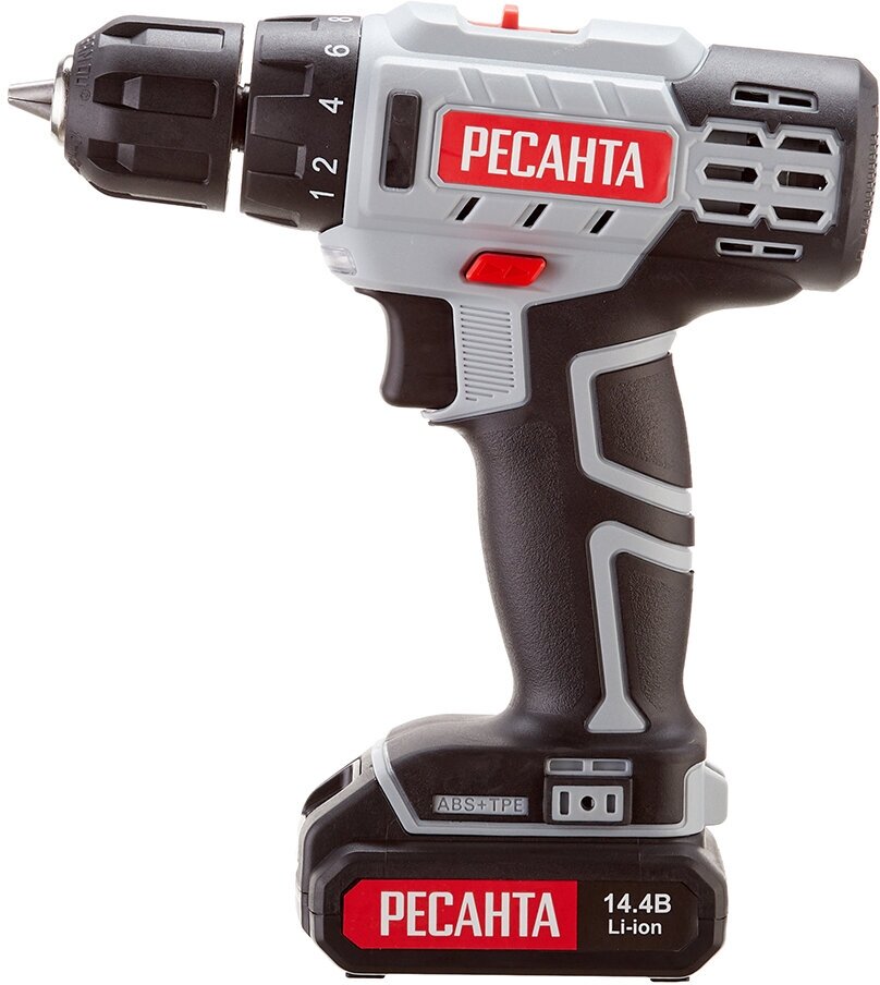 Дрель-шуруповерт аккумуляторная Ресанта ДА-14-2ЛК 14 В 2 Ач Li-Ion 2 АКБ и ЗУ (75/14/4)
