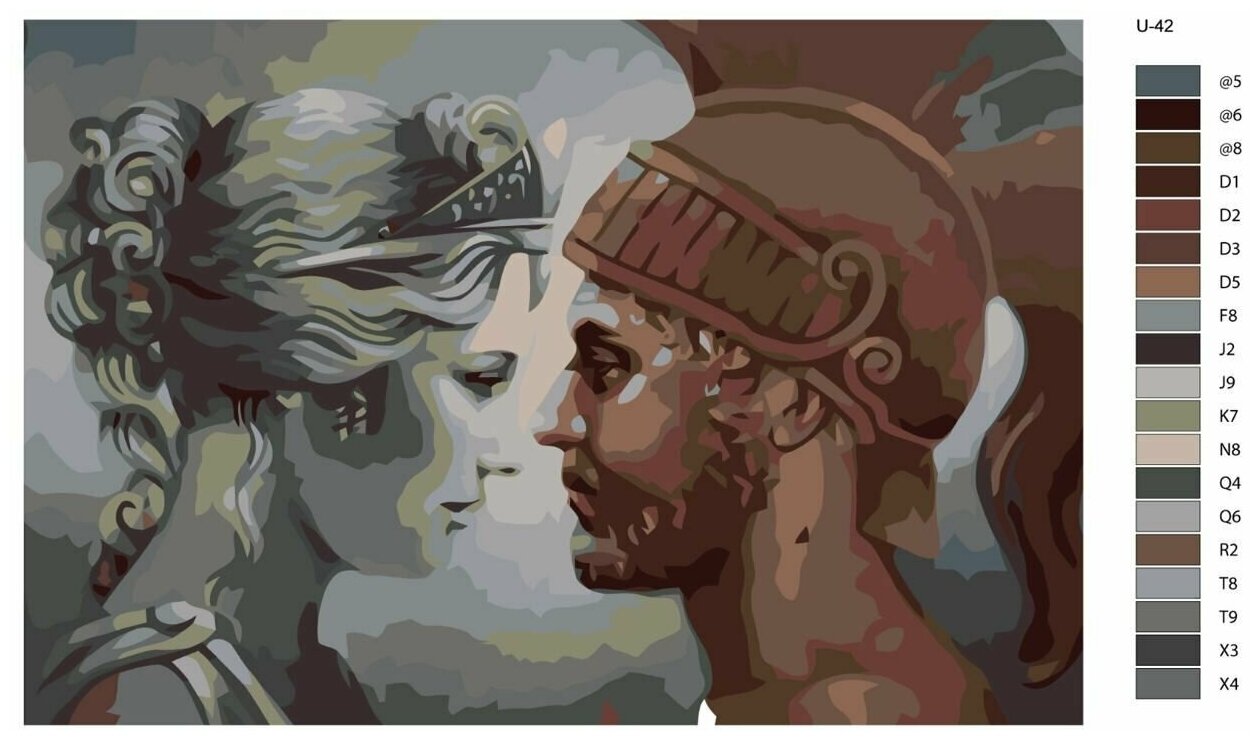 Картина по номерам U-42 "Арес и Афродита. Тайная любовь", 40x60 см