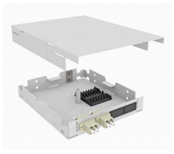 Кросс оптический Toplan , настенный, 4 LC/UPC адаптера, MM (50/125), укомплектованный (КРНМ-Top-04LC/U-OM2-GY)