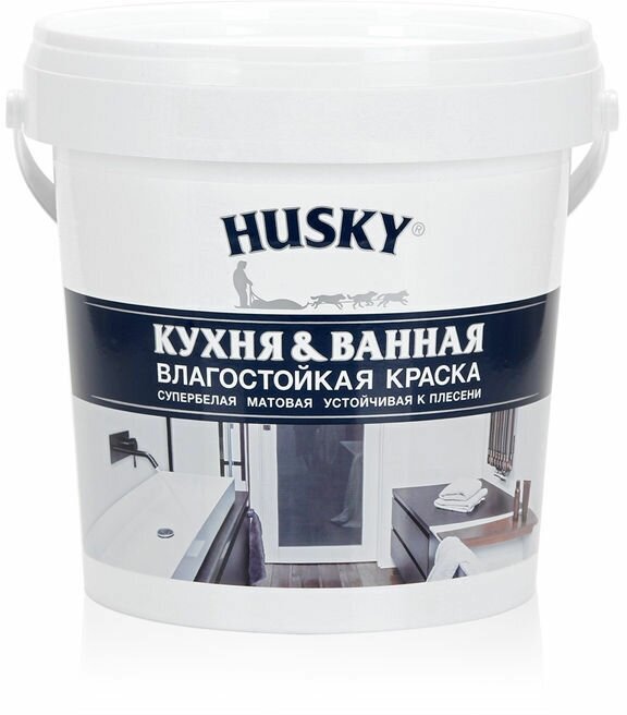 HUSKY Краска для кухонь и ванных комнат 0,9л белый