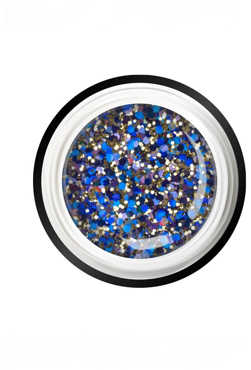 Nail Club professional Гель-краска для ногтей с блёстками и пайетками GB-08 Tanzanite, 5 мл/1 шт.