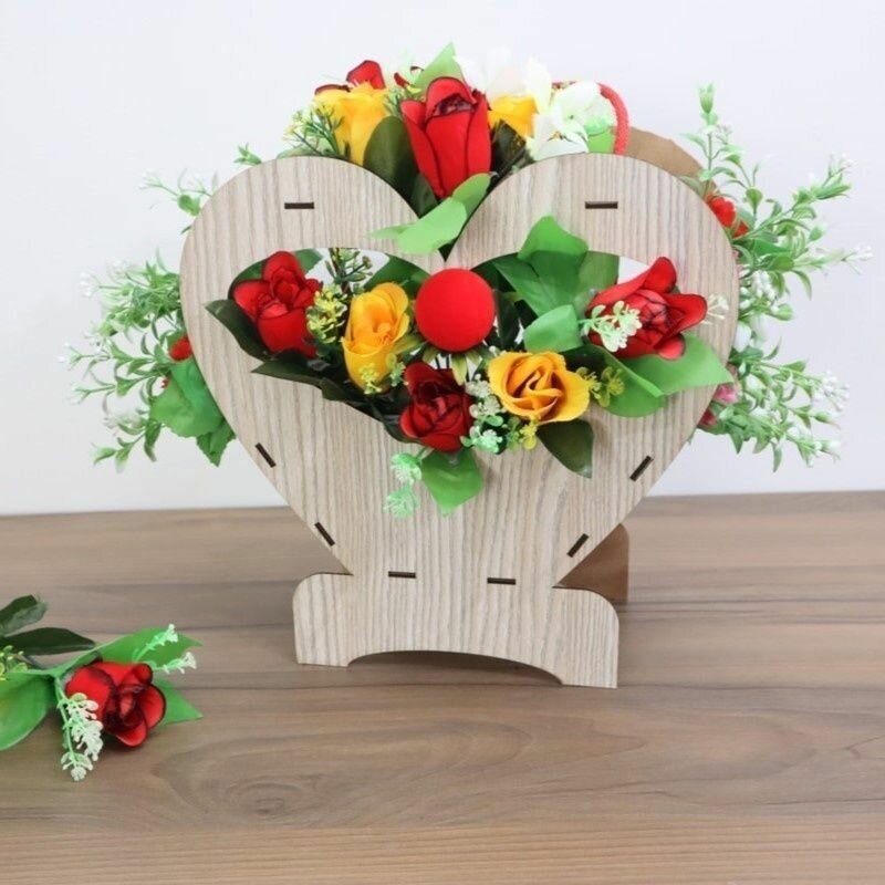 Кашпо Граверный дворЪ "Сердце", дерево, цвет бежевый, 29х11,5х29 см