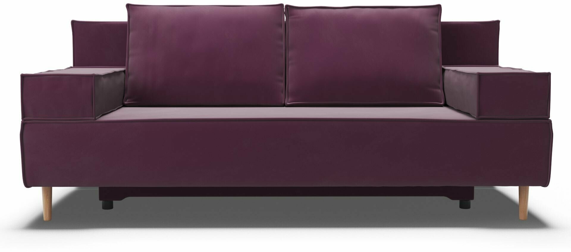 Диван-кровать Хоппи, диван прямой, раскладной Еврокнижка 193х88 Велюр сиреневый Velutto 25