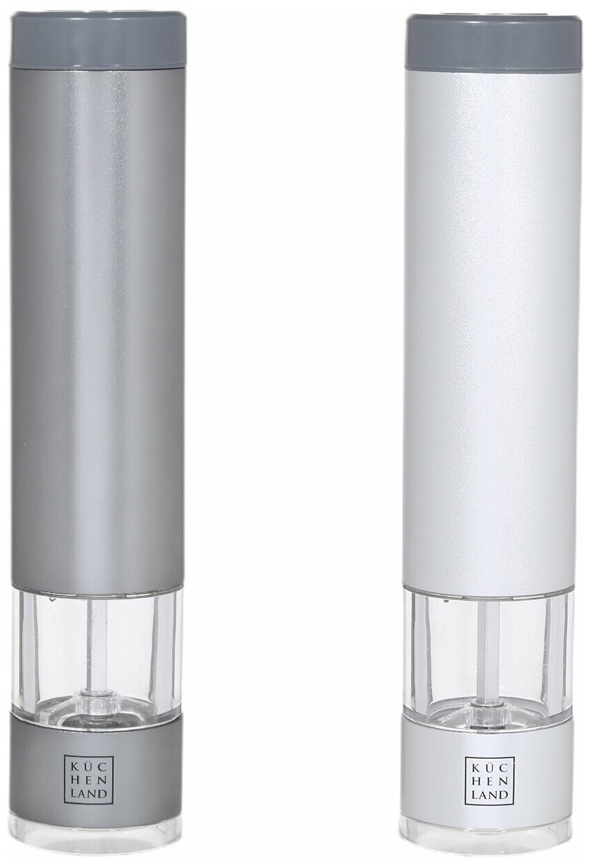 Мельница для специй, Kuchenland, 22 см, 2 шт, электрическая, серая, Classic