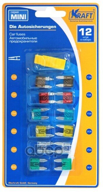Набор предохранителей в блистере (серия MINI 12шт) KRAFT KT870008 Kraft арт. KT870008