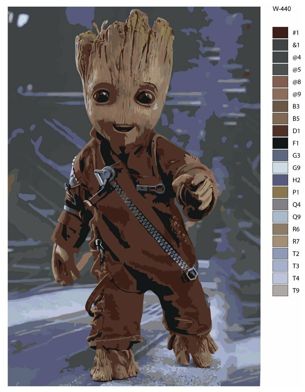 Картина по номерам W-440 "Фильм - стражи галактики. Грут" 40x60