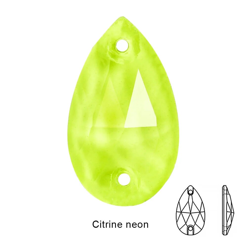 OLeeya неоновые стеклянные капли для вышивания Зеленый, 11x18mm 28Pcs, Citrine neon