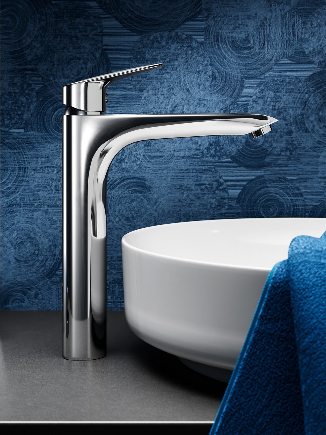 Смеситель для раковины/мойки/чаши высокий KG25 латунный, цвет - хром