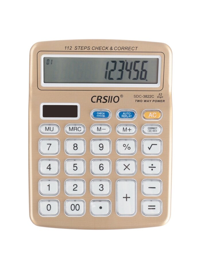 Калькулятор настольный 12-разрядный SDC-3822C корпус золотистый 259716