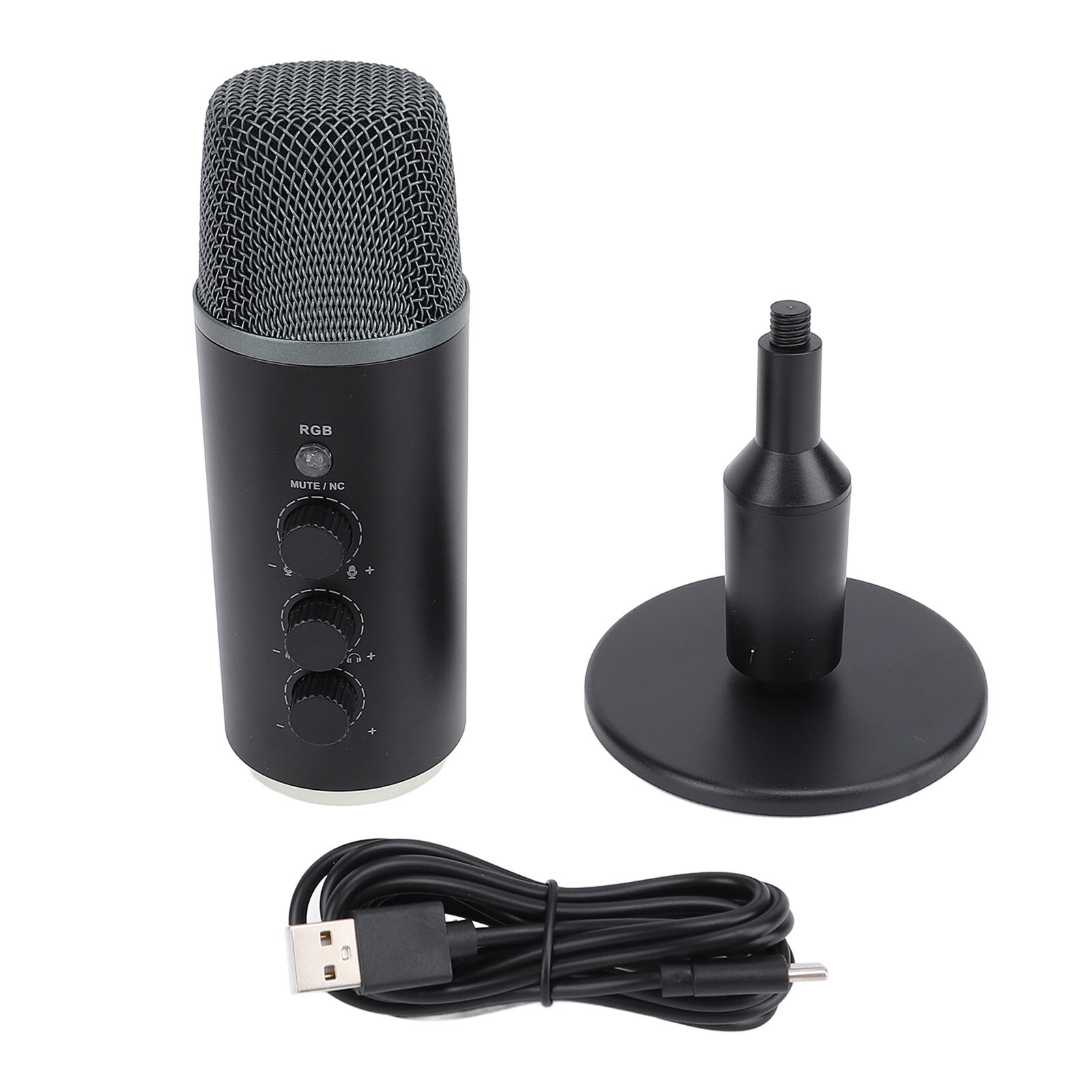 Игровой микрофон Hifi Регулируемый громкость USB PC Condenser Mic с подсказками и RGB для потоковой передачи подкастинга
