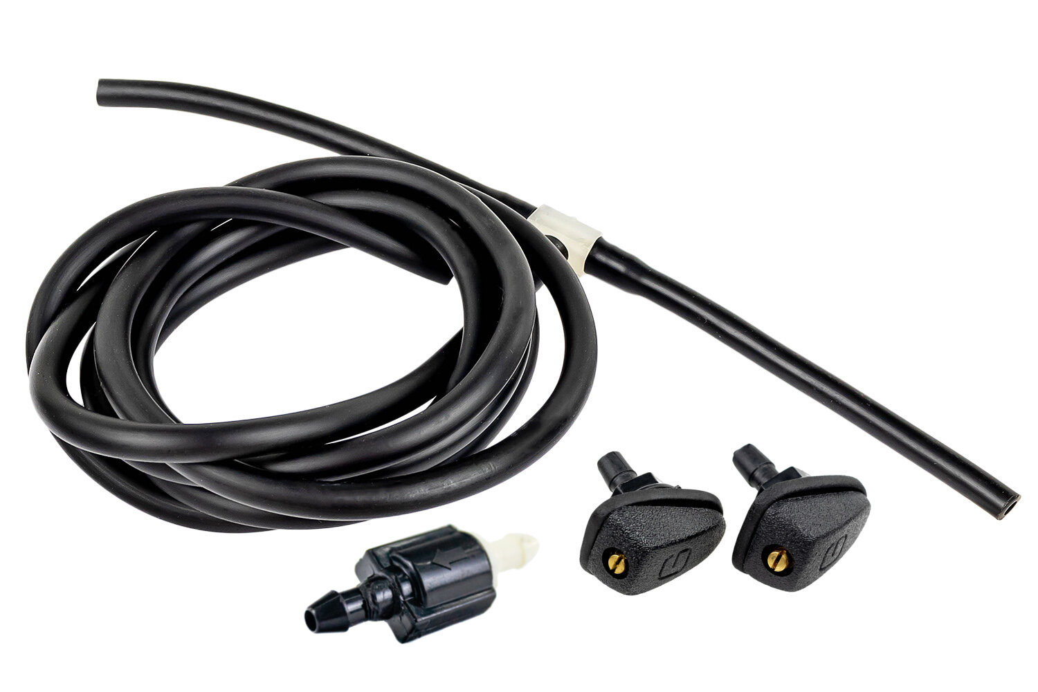 Трубки омывателя лобового стекла черные с тройником, веерными форсунками Мерс GT и обратным клапаном Мини для ВАЗ 2110-2112