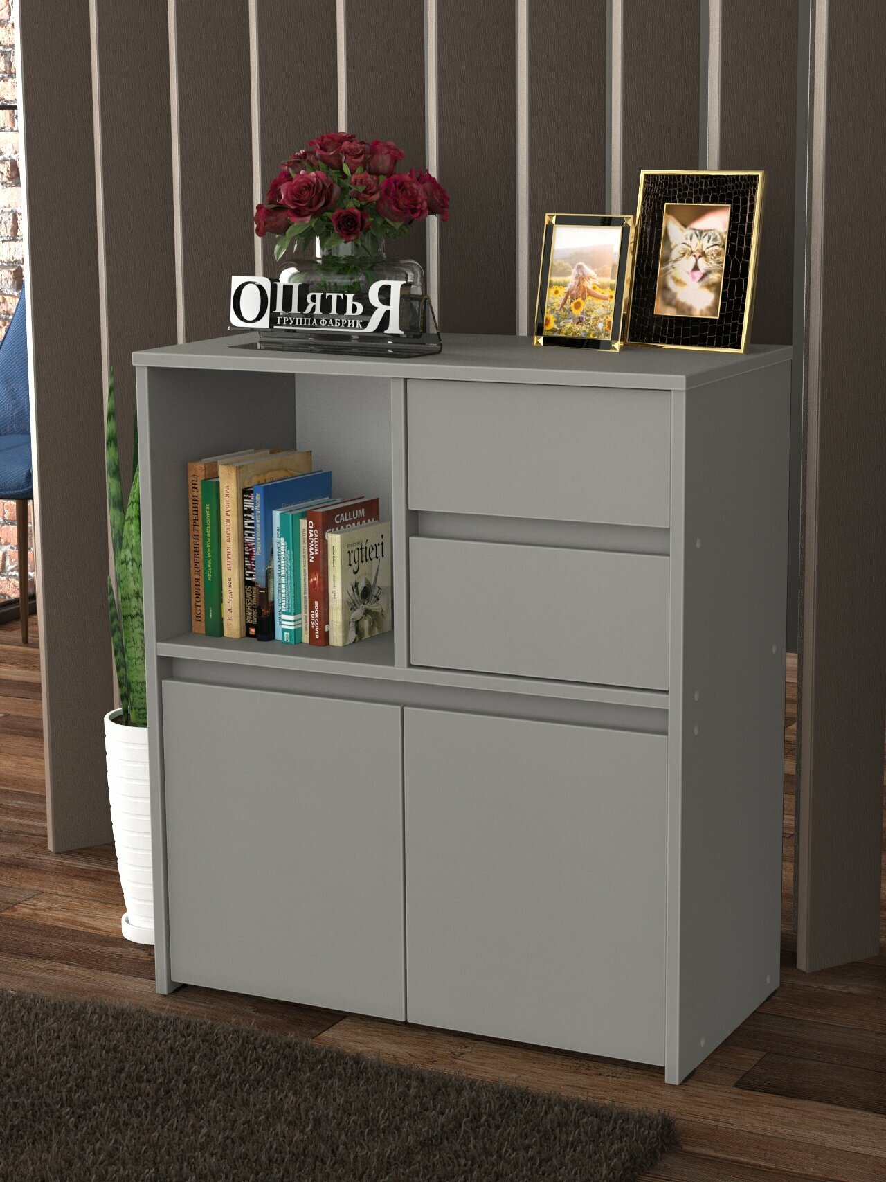 Комод деревянный №15 серый