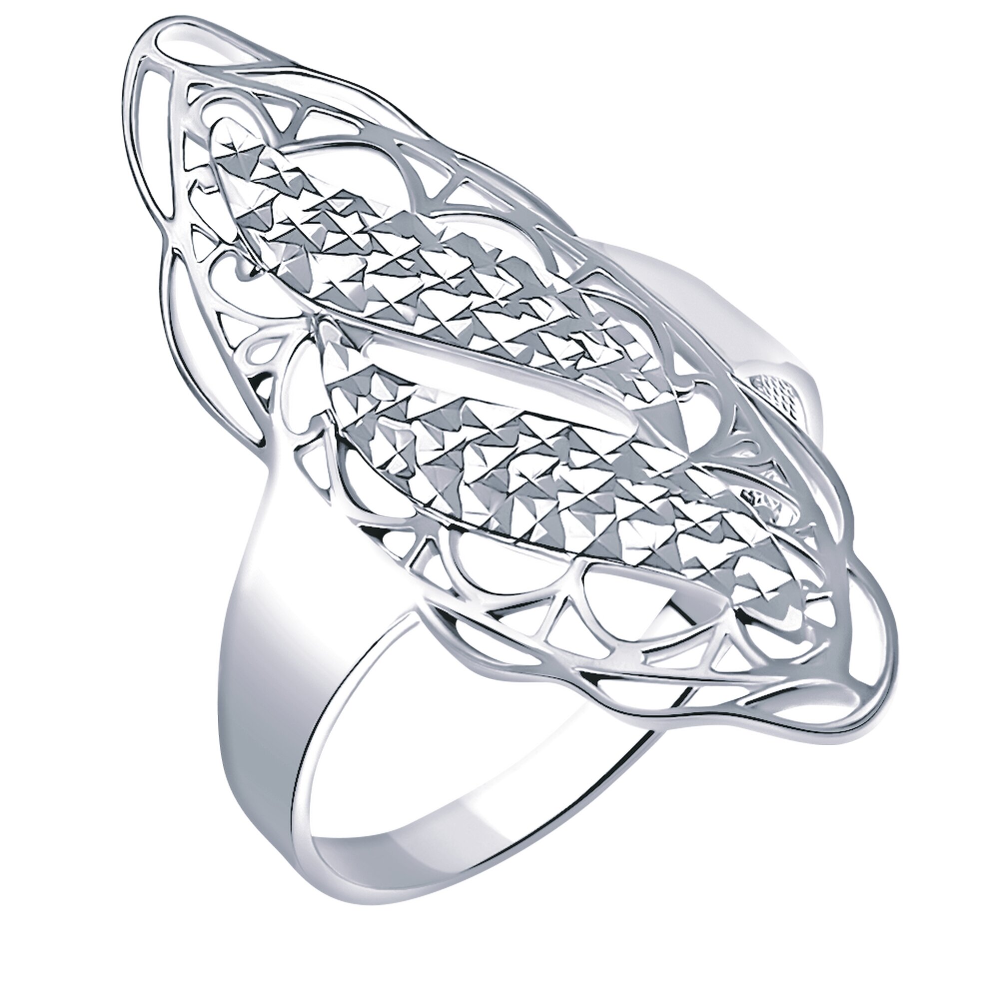 Кольцо широкое, серебро, 925 проба, родирование