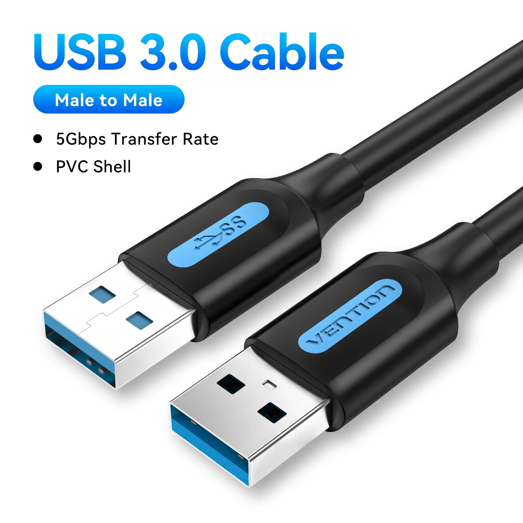 Кабель-удлинитель USB 3.0 Vention 0.5m, USB 3.0 Male to Male