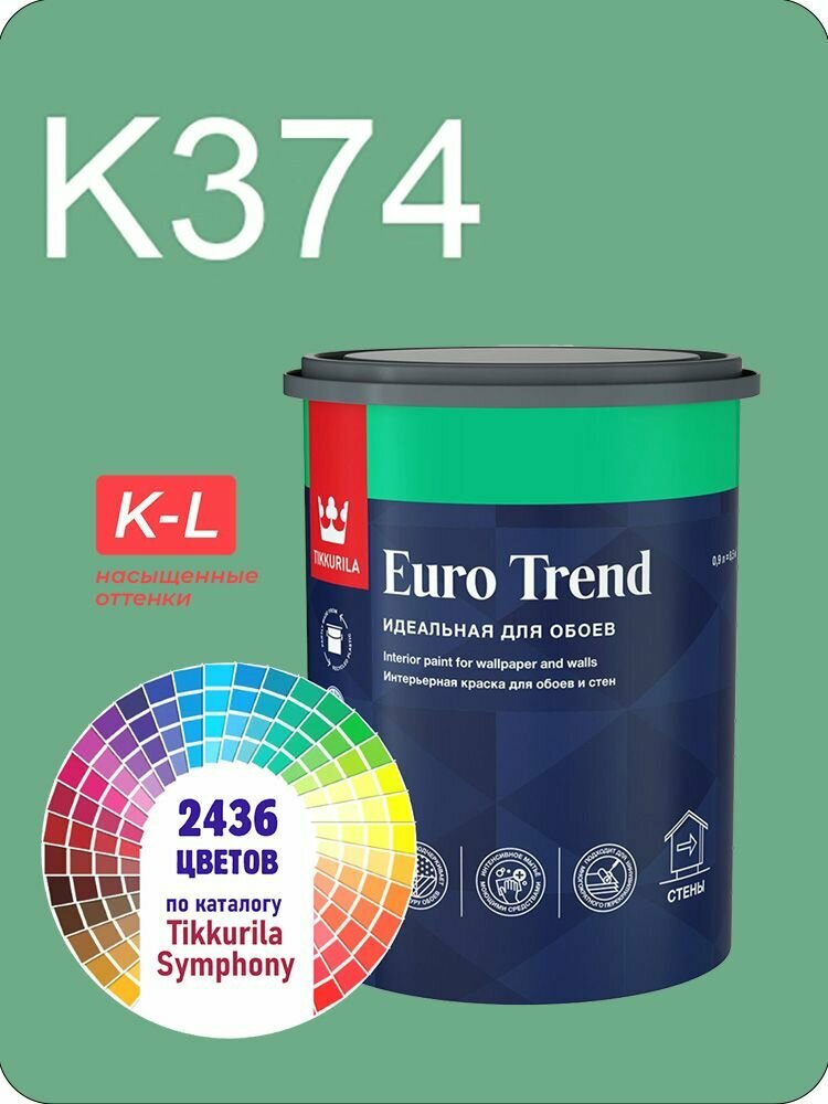Краска для обоев Tikkurila Euro Trend 0,9л. насыщенные оттенки K374