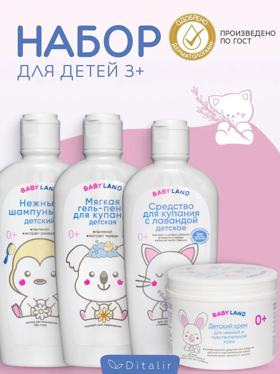 Детский набор Ditalir Baby Land, 4 шт, для купания младенцев 0+, гипоаллергенный