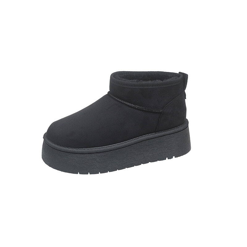 Женские зимние ботинки на толстой подошве 2025 года, модные короткие ботинки в корейском стиле, повседневная обувь из хлопка и бархата, утолщенная верхняя одежда из хлопка