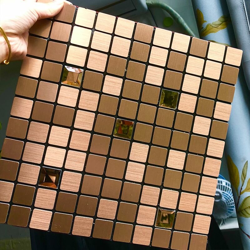 Европейская самоклеящаяся металлическая мозаичная плитка для фона - Имитация античной бронзы с узором Ветряная мельница,0.3, коричневый, медь