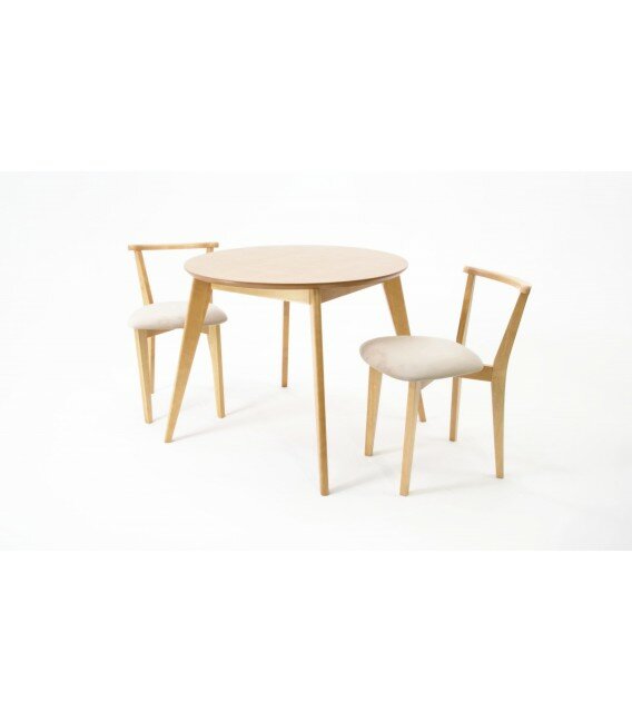 Стол Сканди К 100 натур со стульями Франк натур велюр бежевый
