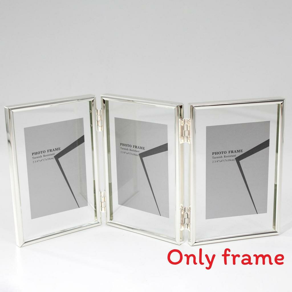 Фоторамка двойная прозрачная двусторонняя складная для креативной демонстрации в жилых помещениях серебро тройное 5 дюймов
