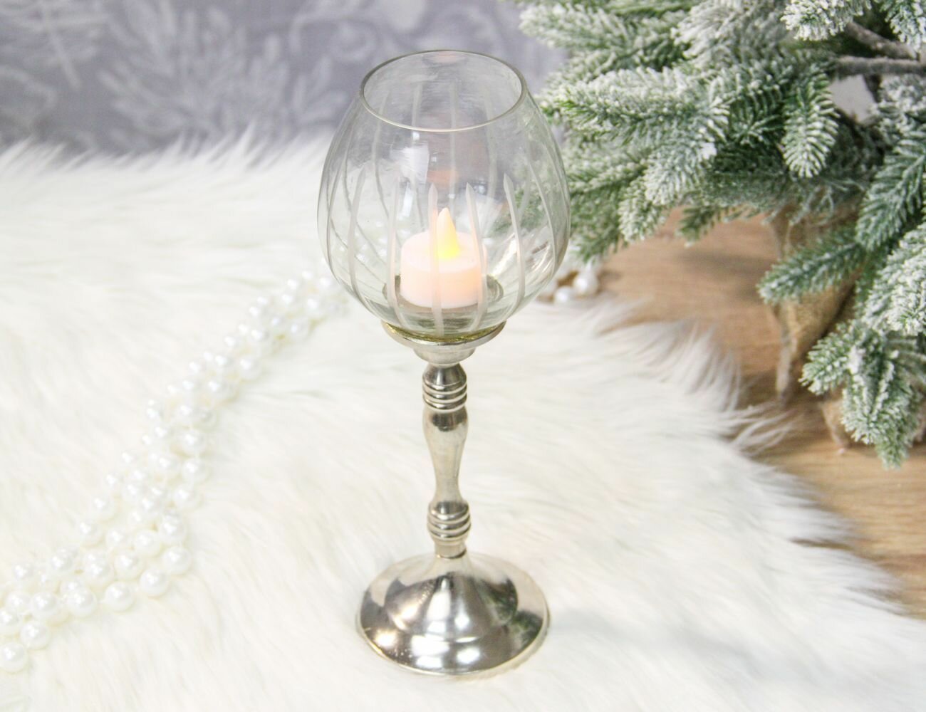 Подсвечник-бокал перрин, металл, стекло, 28 см, Koopman International A54911560