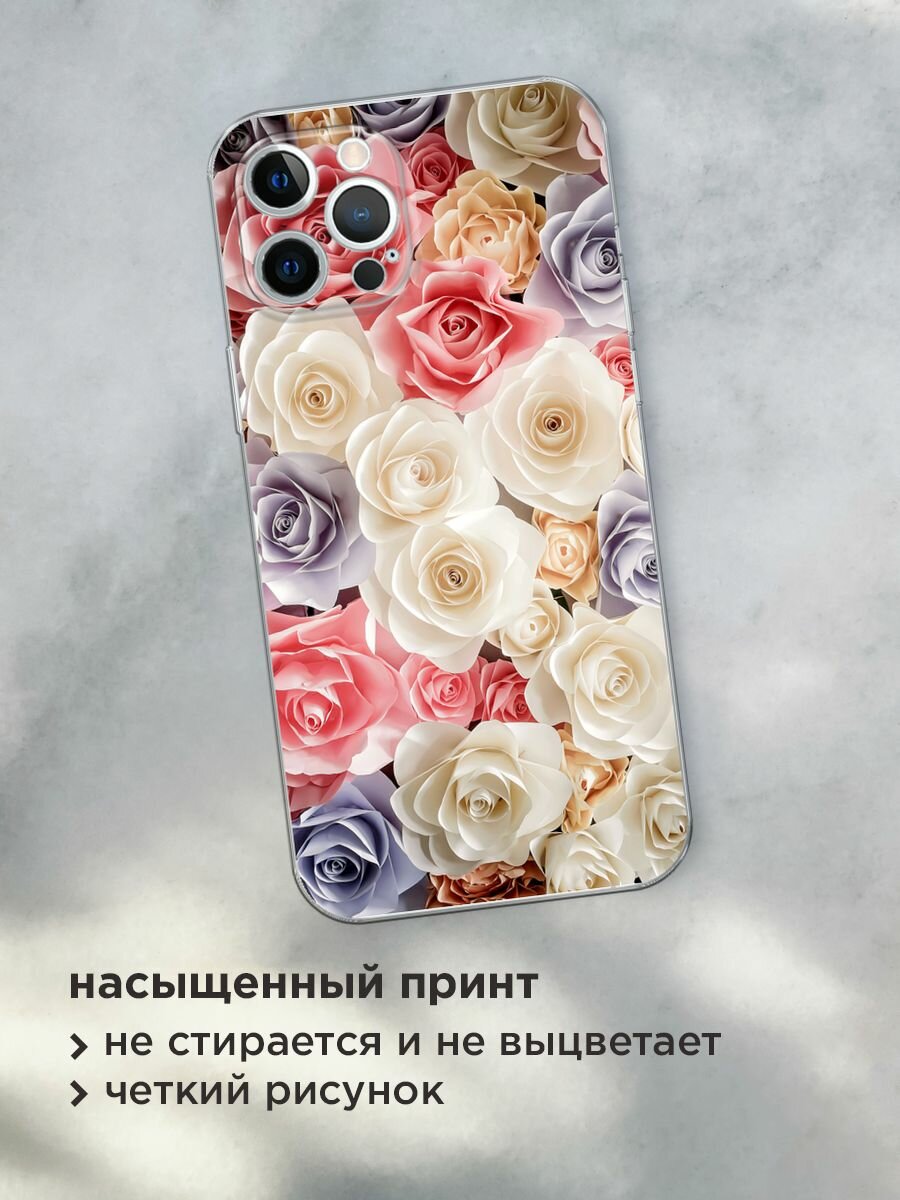 Чехол на Apple iPhone 12 Pro Max / Айфон 12 Про Макс с принтом "Пастельные розы" — фото 1