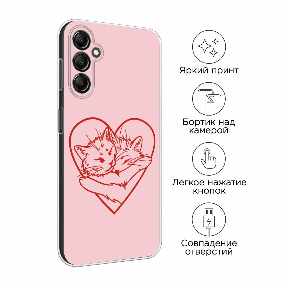Чехол на Samsung Galaxy A15 / Самсунг А15 с принтом "Влюблённые котики рисунок 1 - 14 февраля" — фото 1