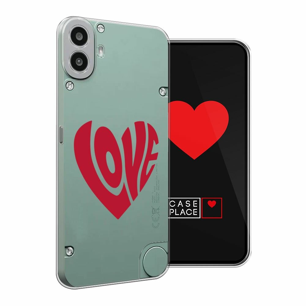 Чехол на CMF Phone 1 / CMF Фон 1 с принтом "Love heart 2 - 14 февраля", прозрачный — фото 1