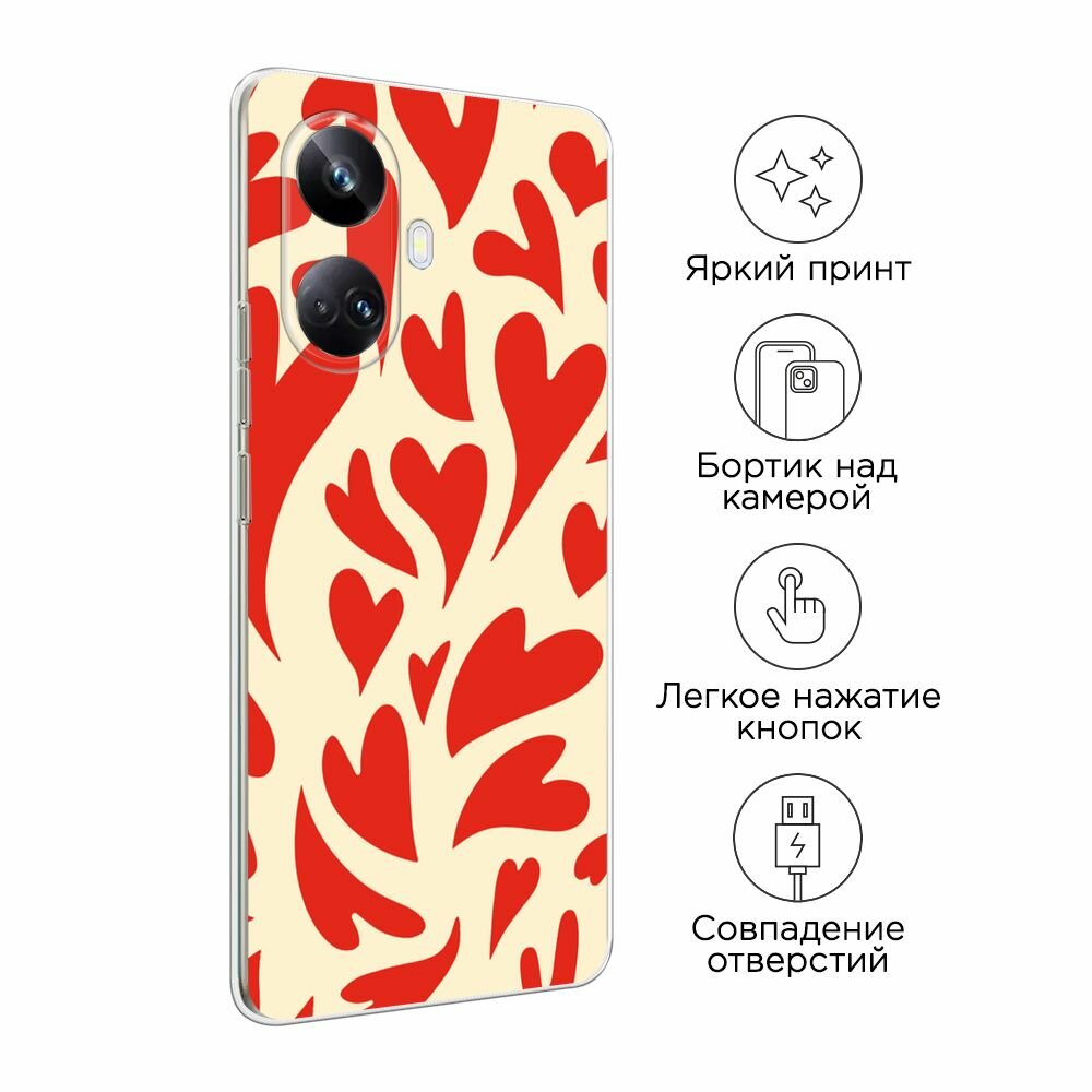 Чехол на Realme 10 Pro+ / Реалми 10 Про+ с принтом "Crazy hearts 1 - 14 февраля" — фото 1