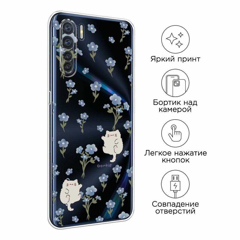 Чехол на Oppo A91/Reno 3 / Оппо A91/Рено 3 с принтом "Gentle cats", прозрачный — фото 1