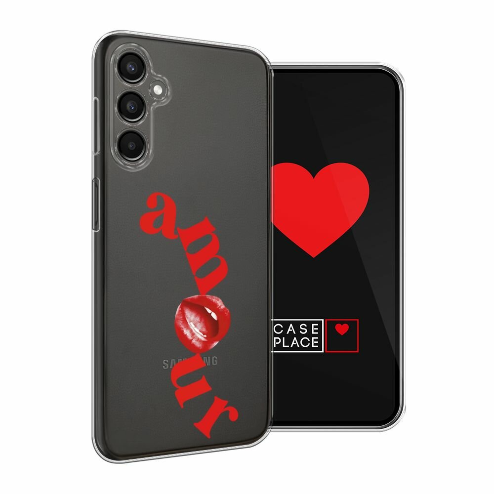Чехол на Samsung Galaxy A24 / Самсунг Галакси A24 с принтом "Amour lips - 14 февраля", прозрачный — фото 1