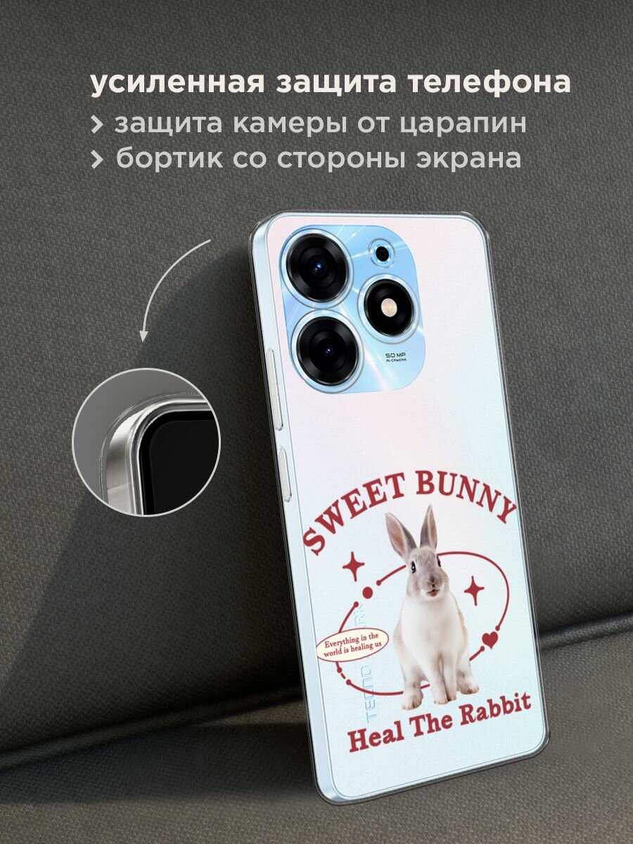 Чехол на Tecno Spark 10 Pro / Текно Спарк 10 Про с принтом "Heal the rabbit", прозрачный — фото 1