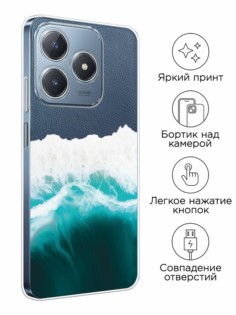 Чехол на Realme C63 / Реалми С63 с принтом "Большая волна", прозрачный — фото 1